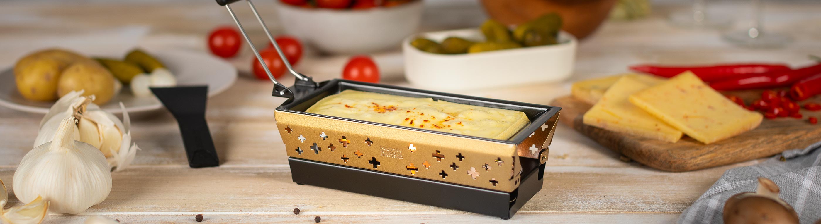 Raclette sets and cheese knife